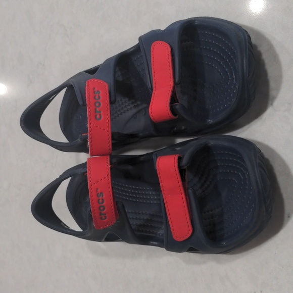 CROCS | Shoes | Crocs Childrens Unisex Navy And Red Dual Strap Sandal ...